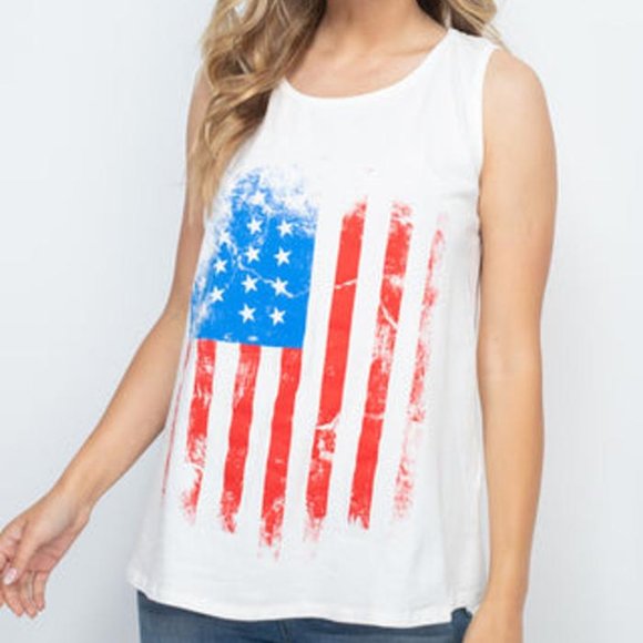 Tops | Usa Flag Round Neck Tank Top | Poshmark